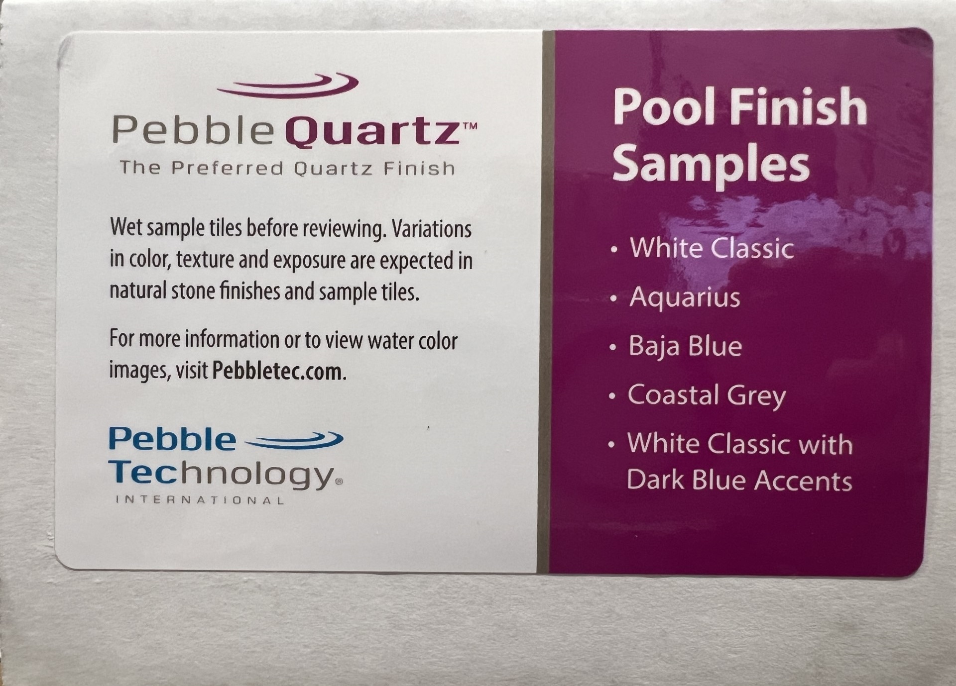 PebbleQuartz Complete 2x2 Box Set: samples.pebbletec.com